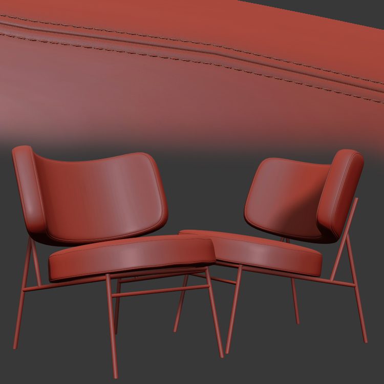 Calligaris Coco Lounge Chair Fabric - 3D Model for VRay, Corona