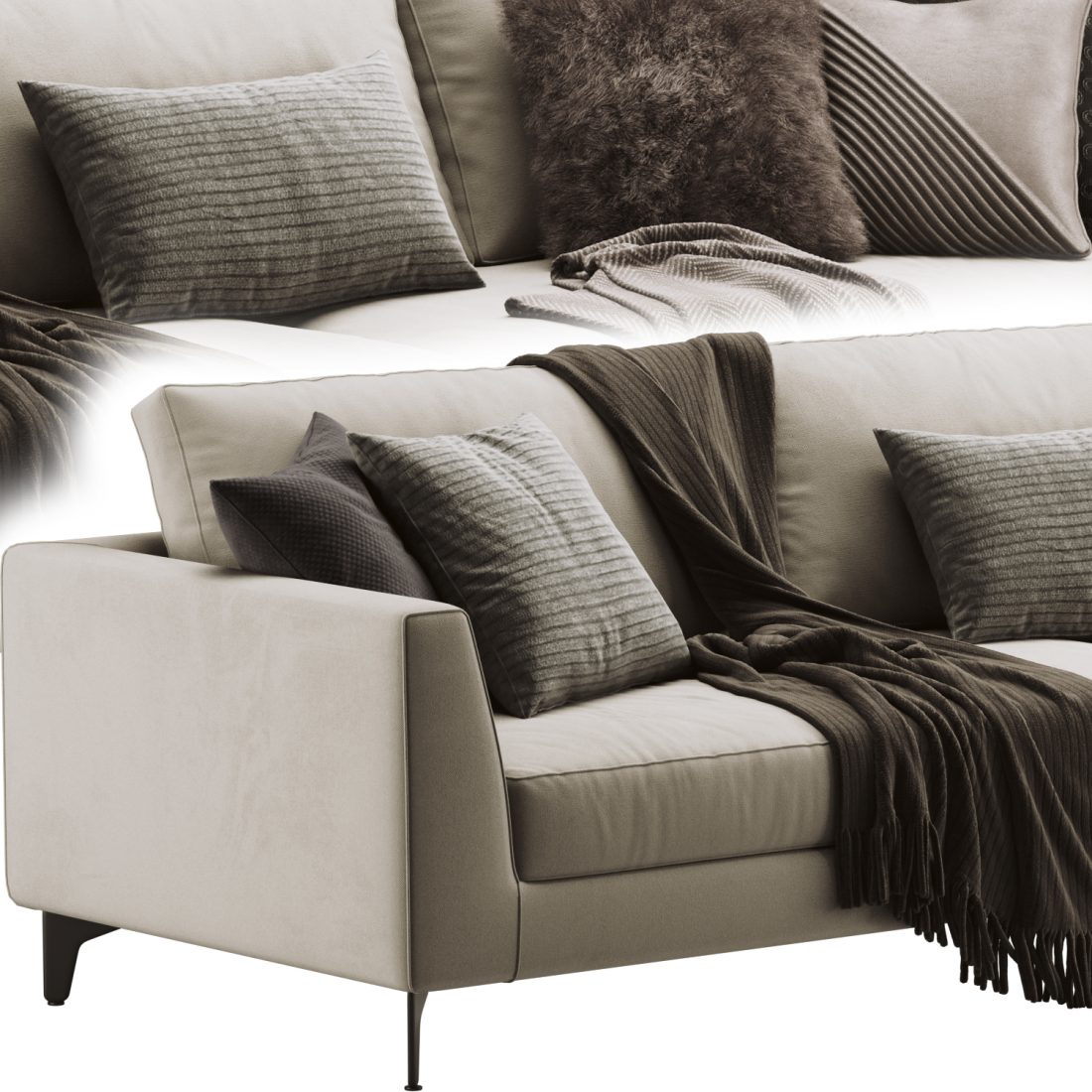 Meridiani Louis Up Sofa - 3D Model for VRay, Corona