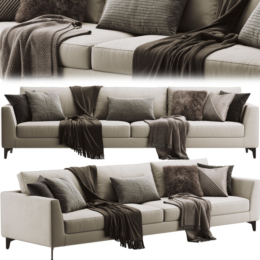 Meridiani Louis Up Sofa - 3D Model for VRay, Corona