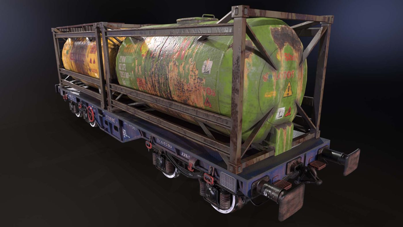Stylized Railway Wagon With Tanks - 3D Model for