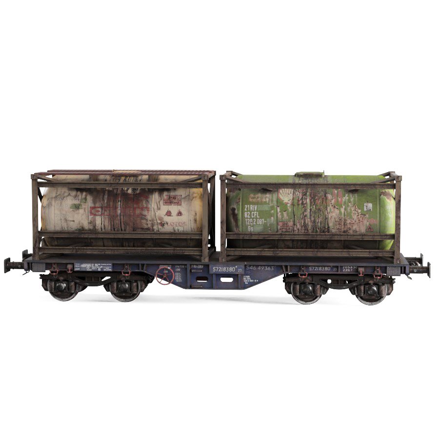 Stylized Railway Wagon With Tanks - 3D Model for