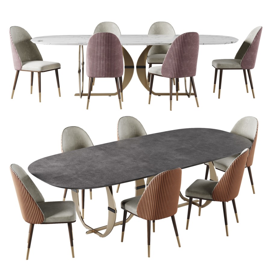 Capital Collection Convivio Oval Dining Table And - 3D Model for VRay ...
