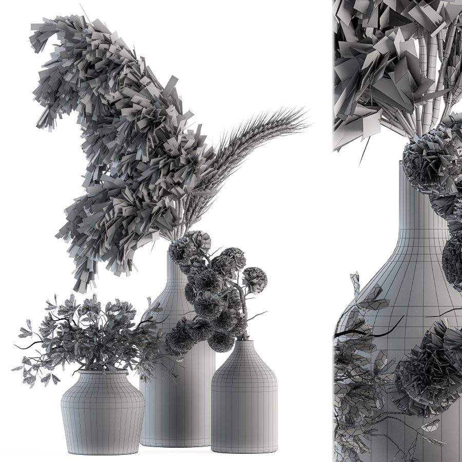Dry Plants 58 - Dried Plant Set - 3D Model for VRay, Corona