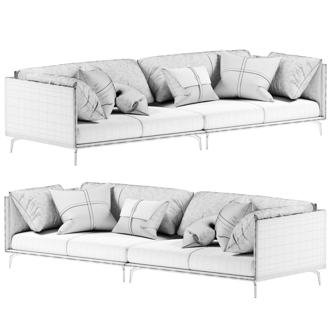 Alessia Italian Minimalist Leather Sofa - 3D Model for Corona