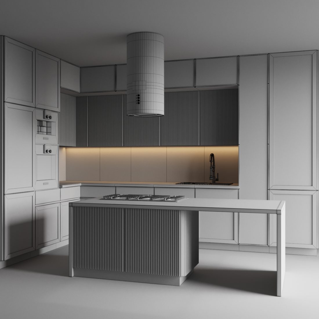 Kitchen 017 - 3D Model for VRay, Corona