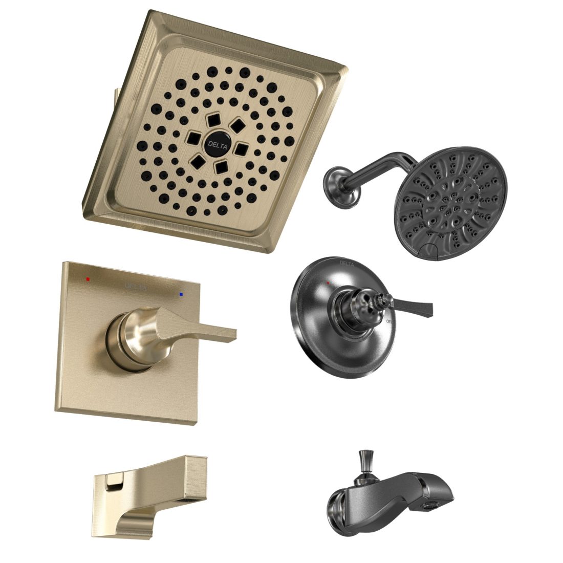 Delta Shower Head Mixer Brass Black Finish - 3D Model for VRay