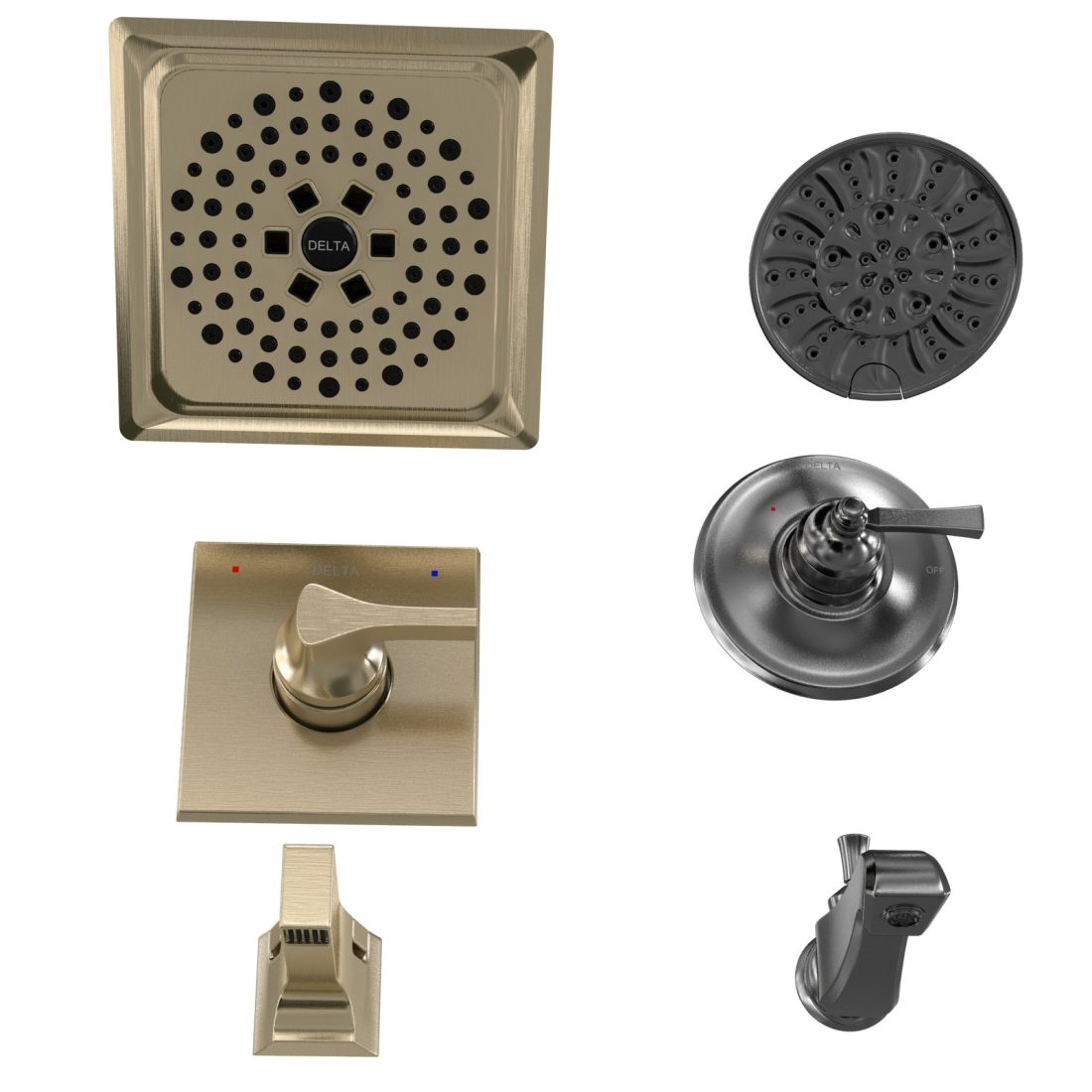 Delta Shower Head Mixer Brass Black Finish - 3D Model for VRay