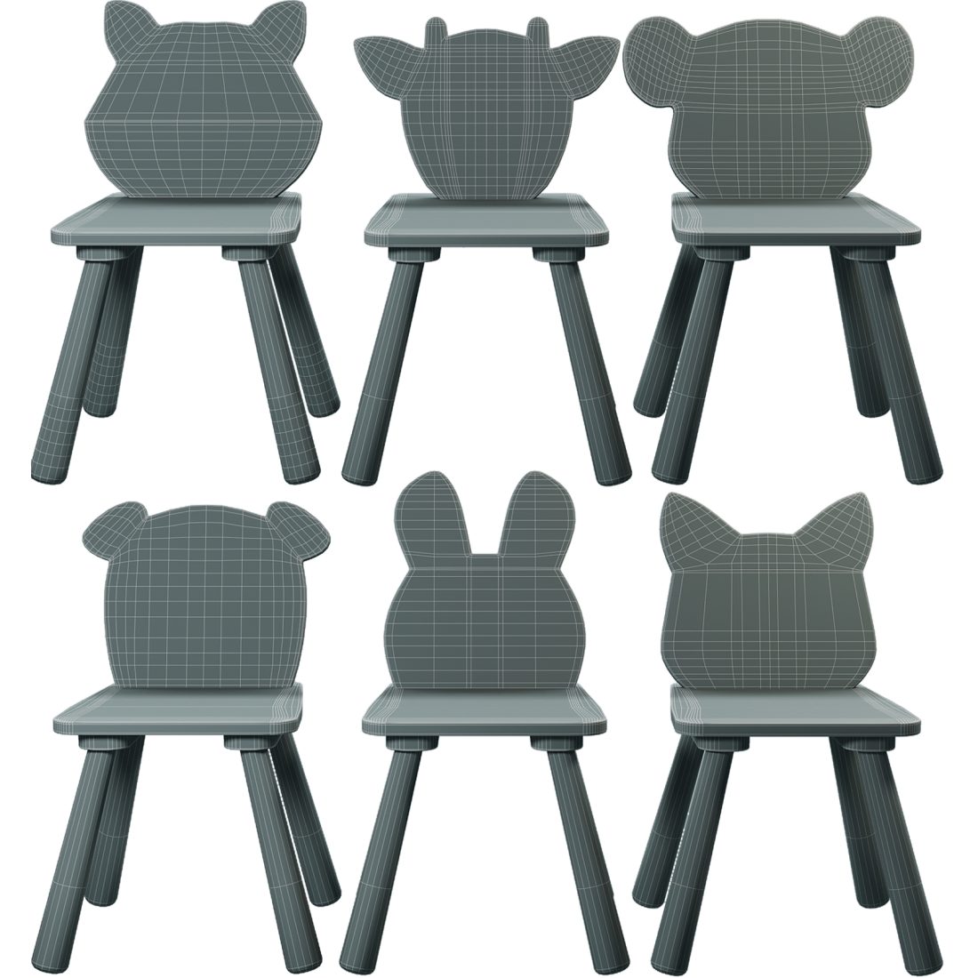 Tender Leaf Forest Chairs For Kids 3D Model for VRay, Corona | CGMood