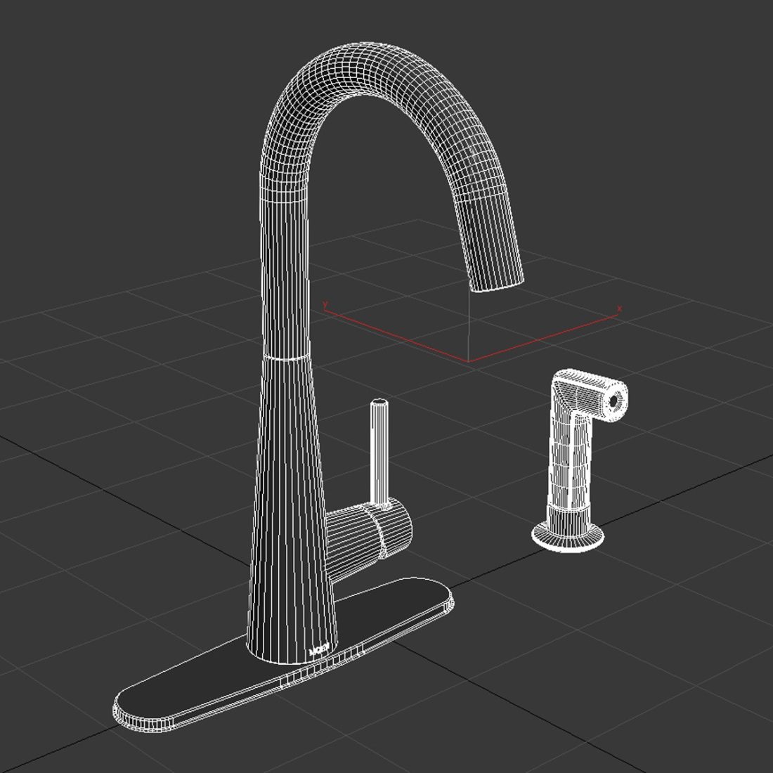 Moen Sleek Chrome One Handle Kitchen Faucet 3D Model for VRay | CGMood