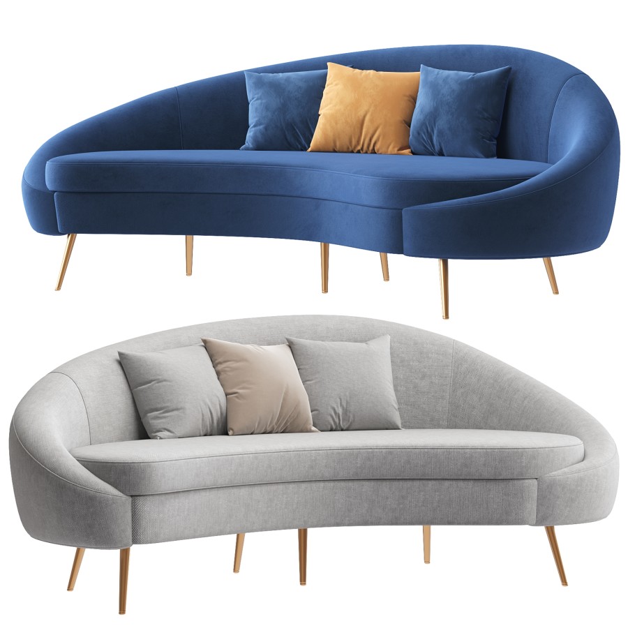 Modern 83 Blue Velvet Curved - 3D Model for Corona
