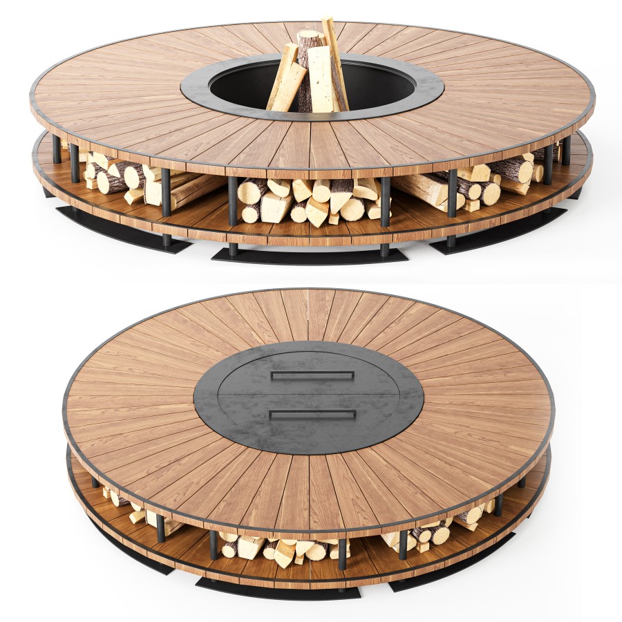 Fire Pit 04 - 3D Model for VRay, Corona