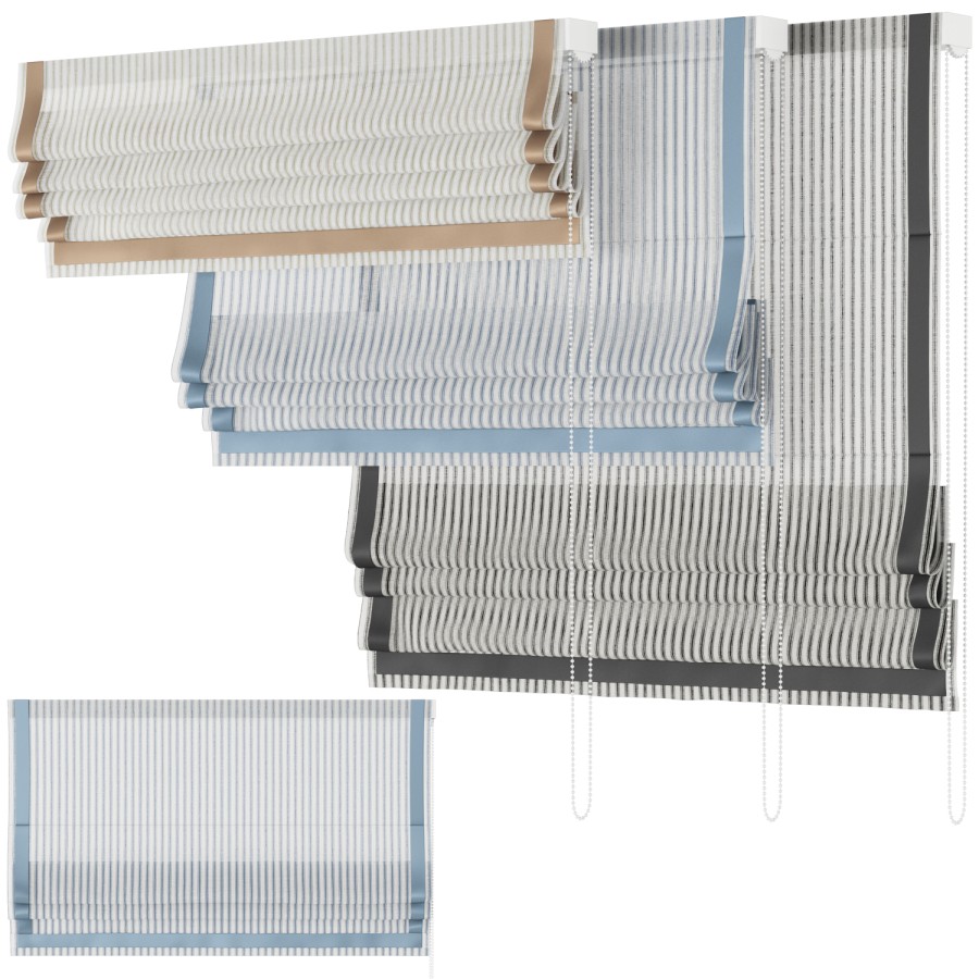 Roman Curtains 186 | Sheer Fabric | Stripe Silk 3D Model for VRay ...