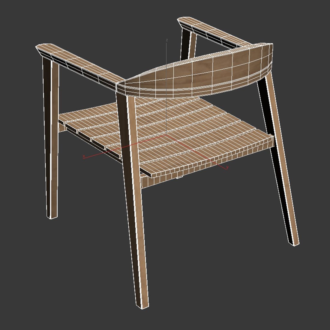 Custom Made Terrace Wood Chair 3D Model for VRay | CGMood