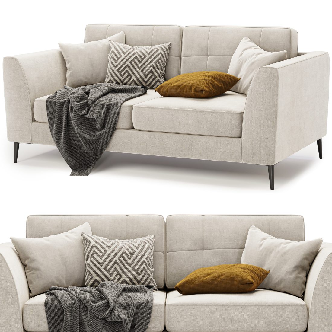 London Large Standard Back Sofa - 3D Model for VRay, Corona