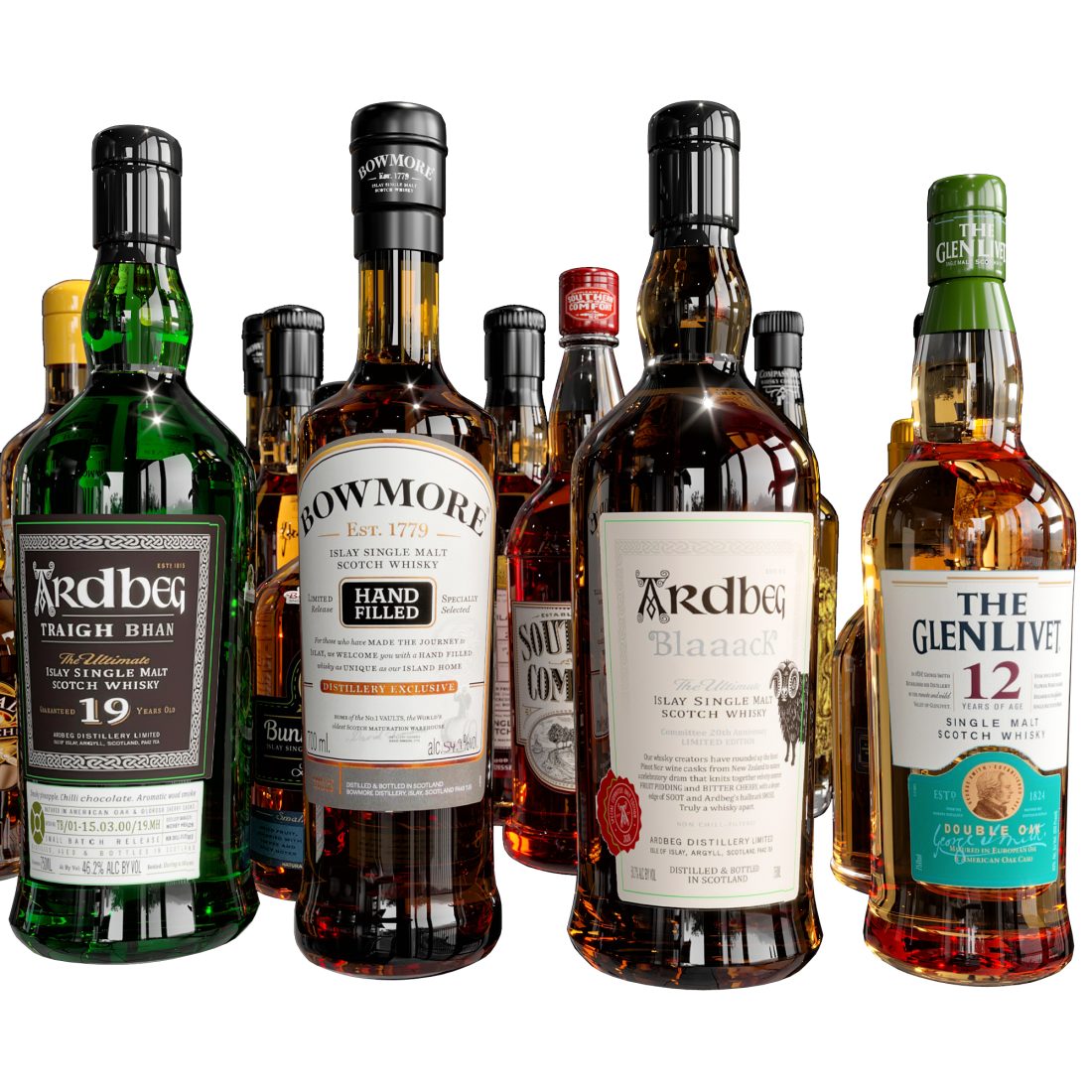 Whiskey&scotch Botlle Collection No2 - 3D Model for VRay, Corona
