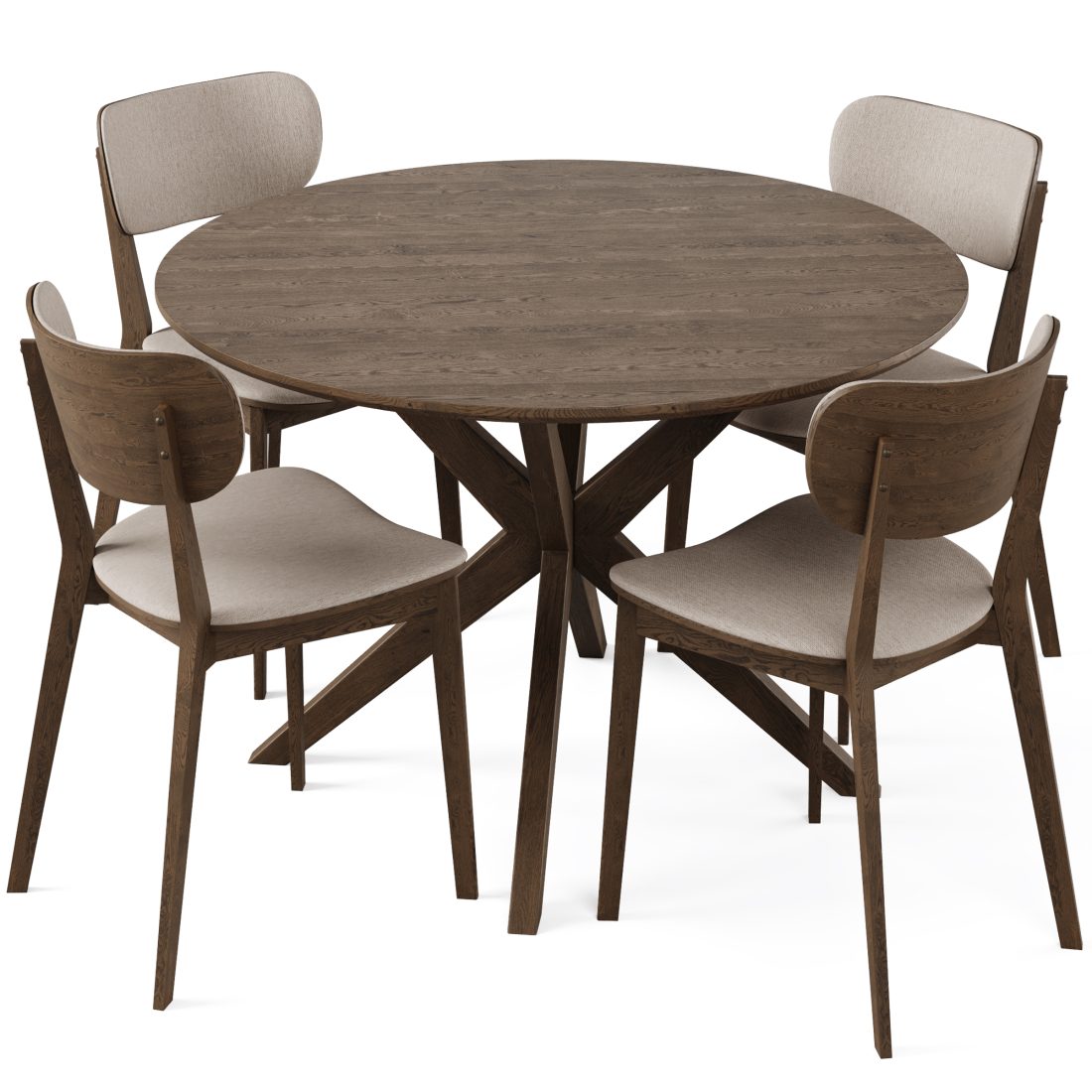 Dining Set 5 By Rowico Home - 3D Model for VRay, Corona