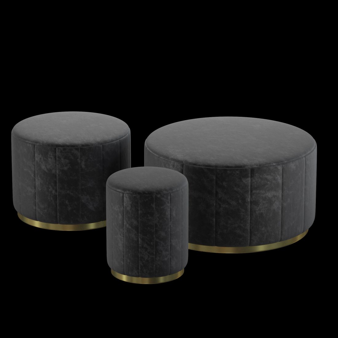 Rex Channel-tufted Round Ottoman (rh) 3D Model for VRay, Corona | CGMood