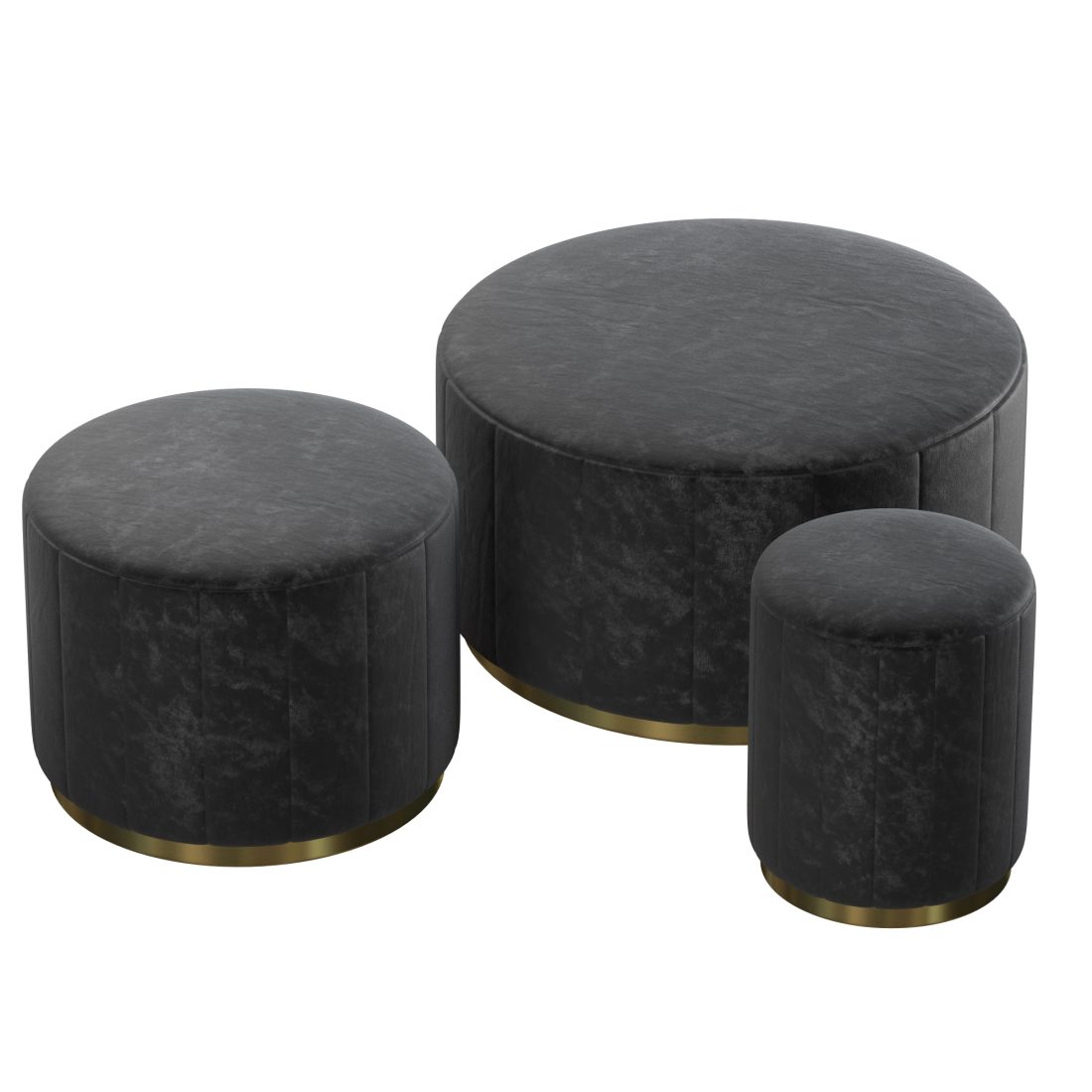 Rex Channel-tufted Round Ottoman (rh) 3D Model for VRay, Corona | CGMood