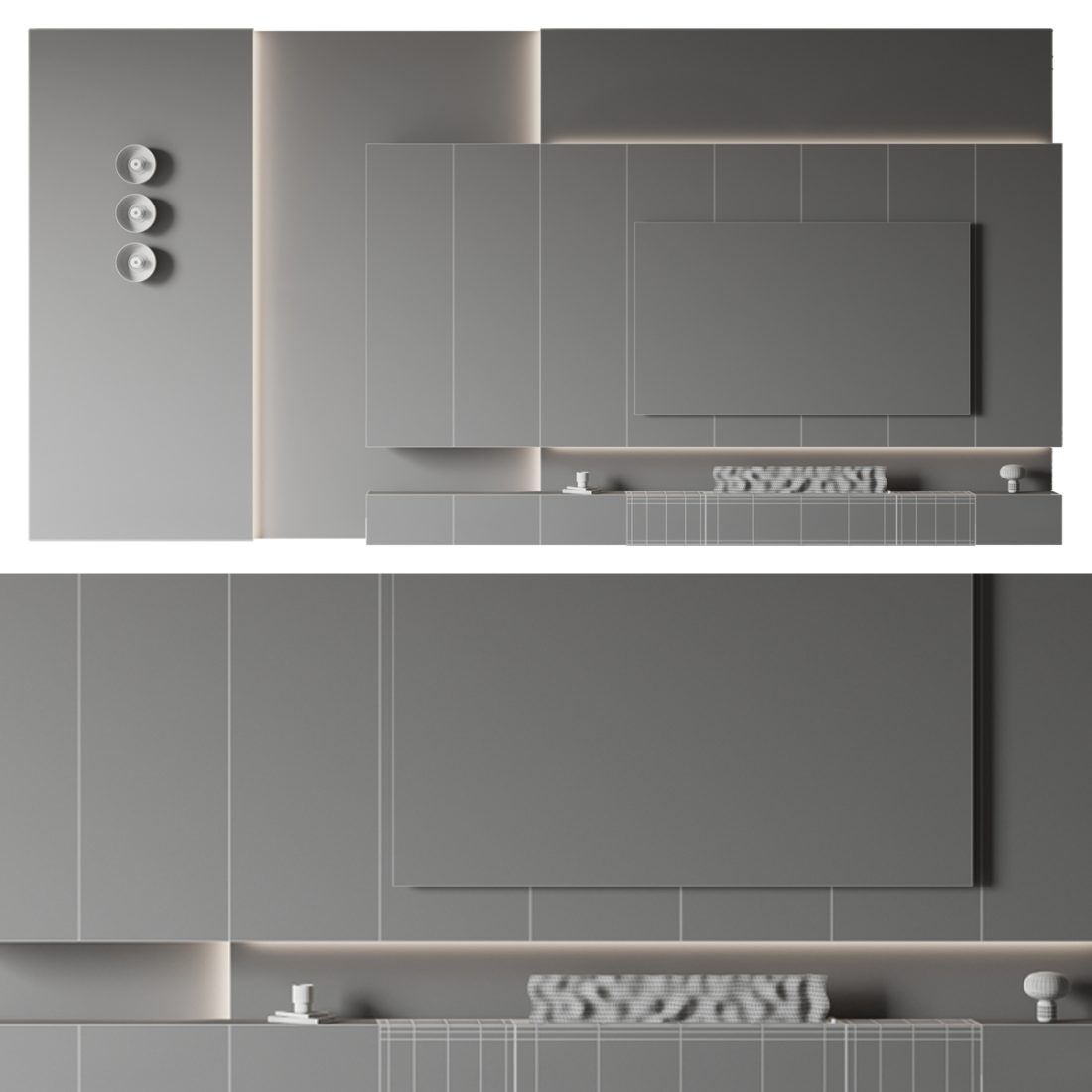 Tv Rock Panel №4 - 3D Model for VRay, Corona