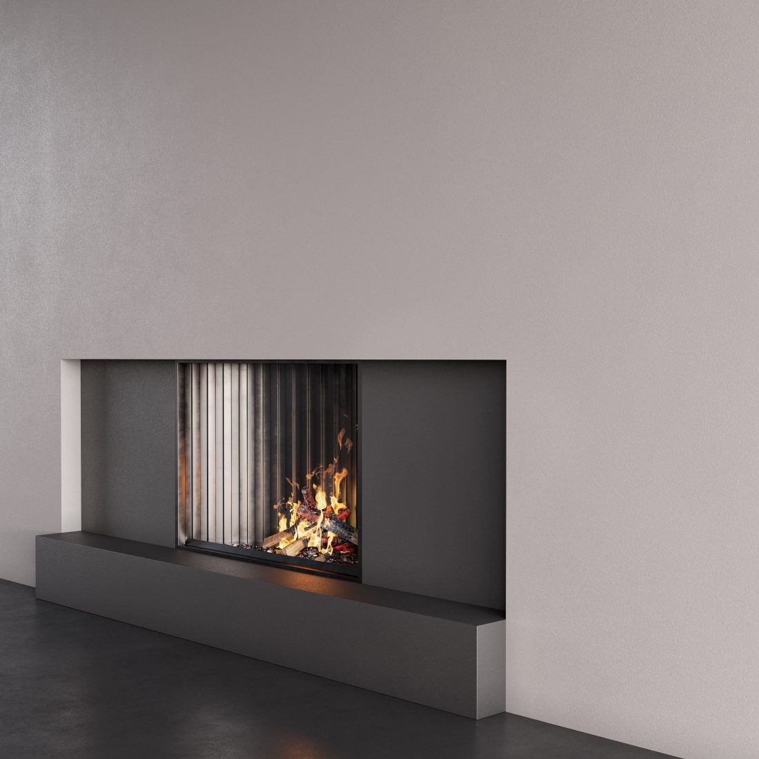 Wall With Fireplace - 3D Model for VRay, Corona