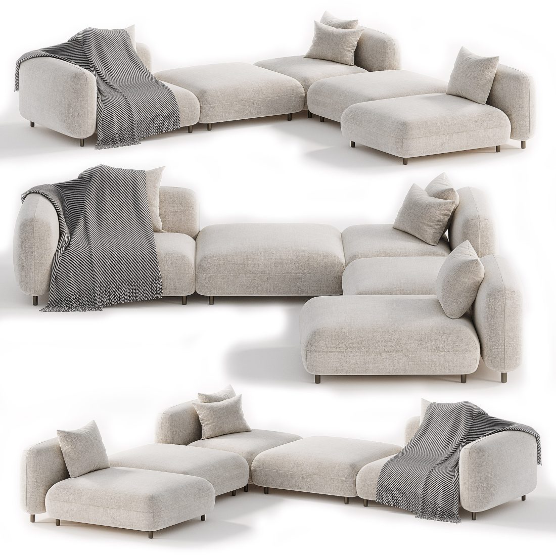 Tokio Modular Fabric Sofa 2 - 3D Model for Corona
