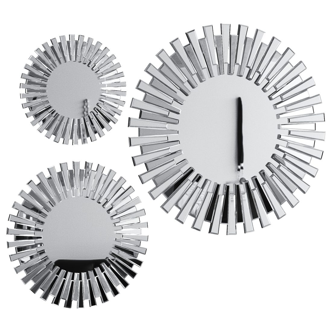Starburst Silver Round Modern Mirror - 3D Model for Corona, VRay
