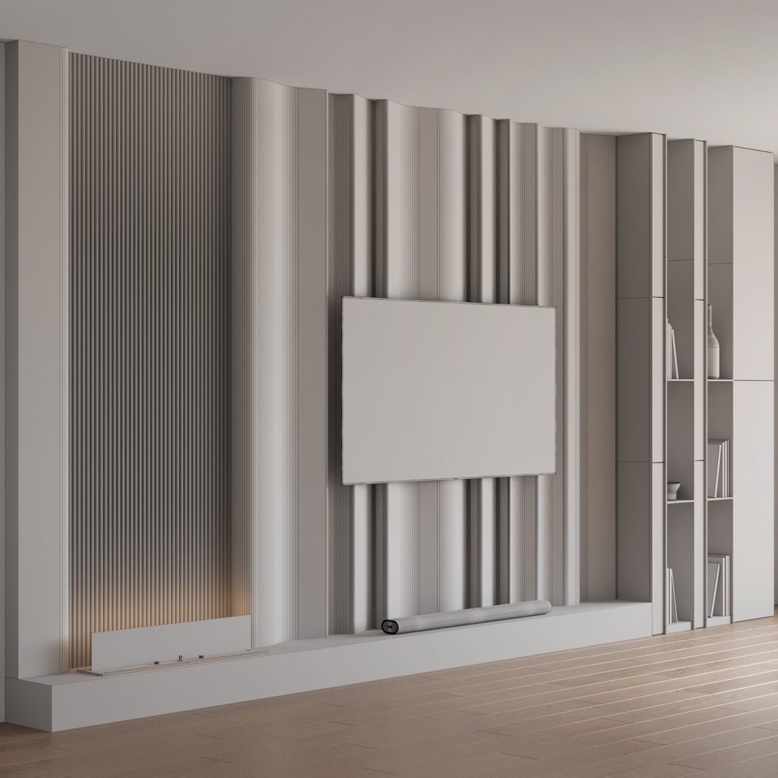 Tv Wall 44 - 3D Model for VRay, Corona