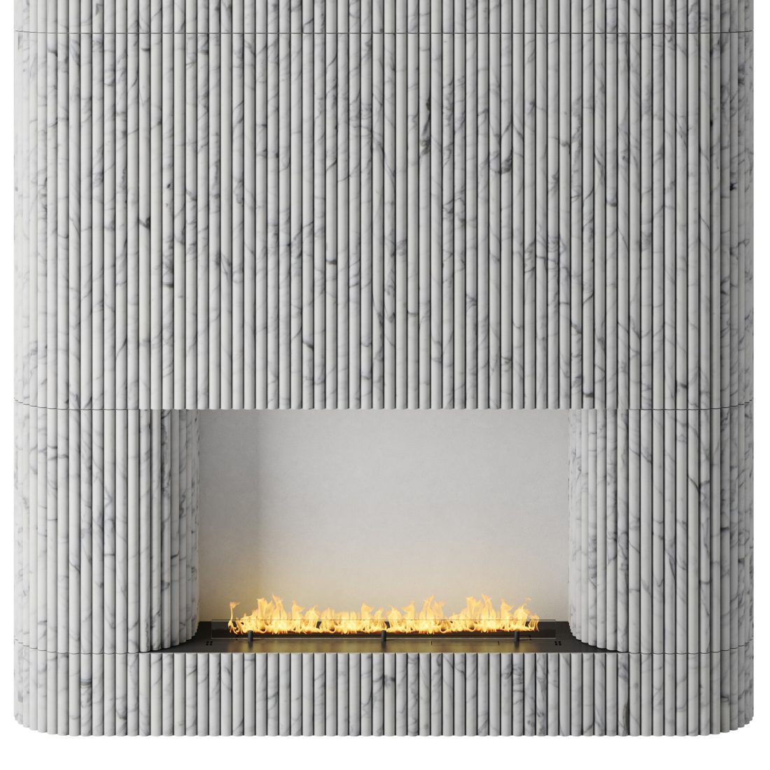 Planika Fireplace With Fluted Tile Wall 3D Model for VRay | CGMood