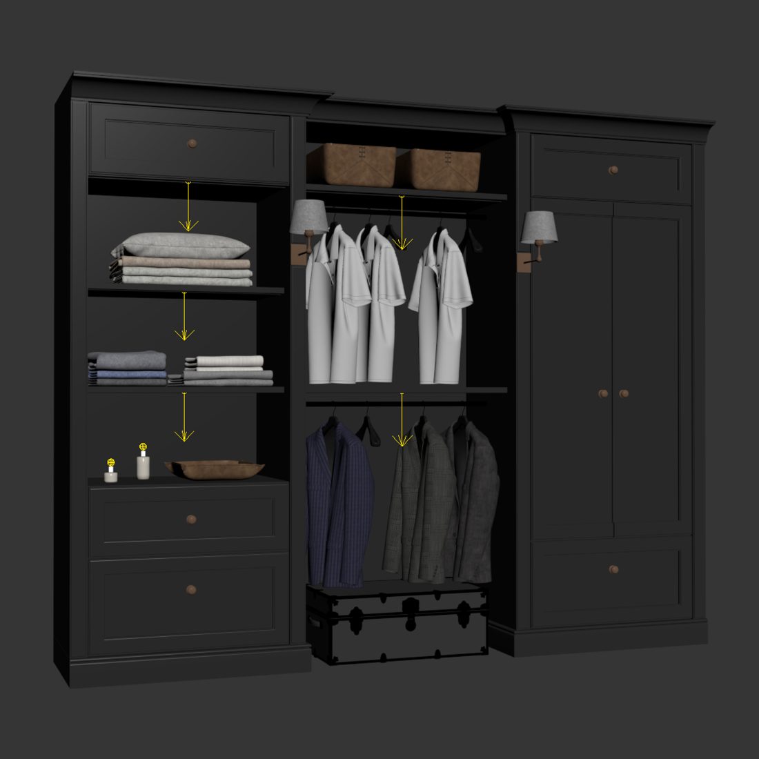 Wardrobe Classic With Filling 3D Model for VRay | CGMood