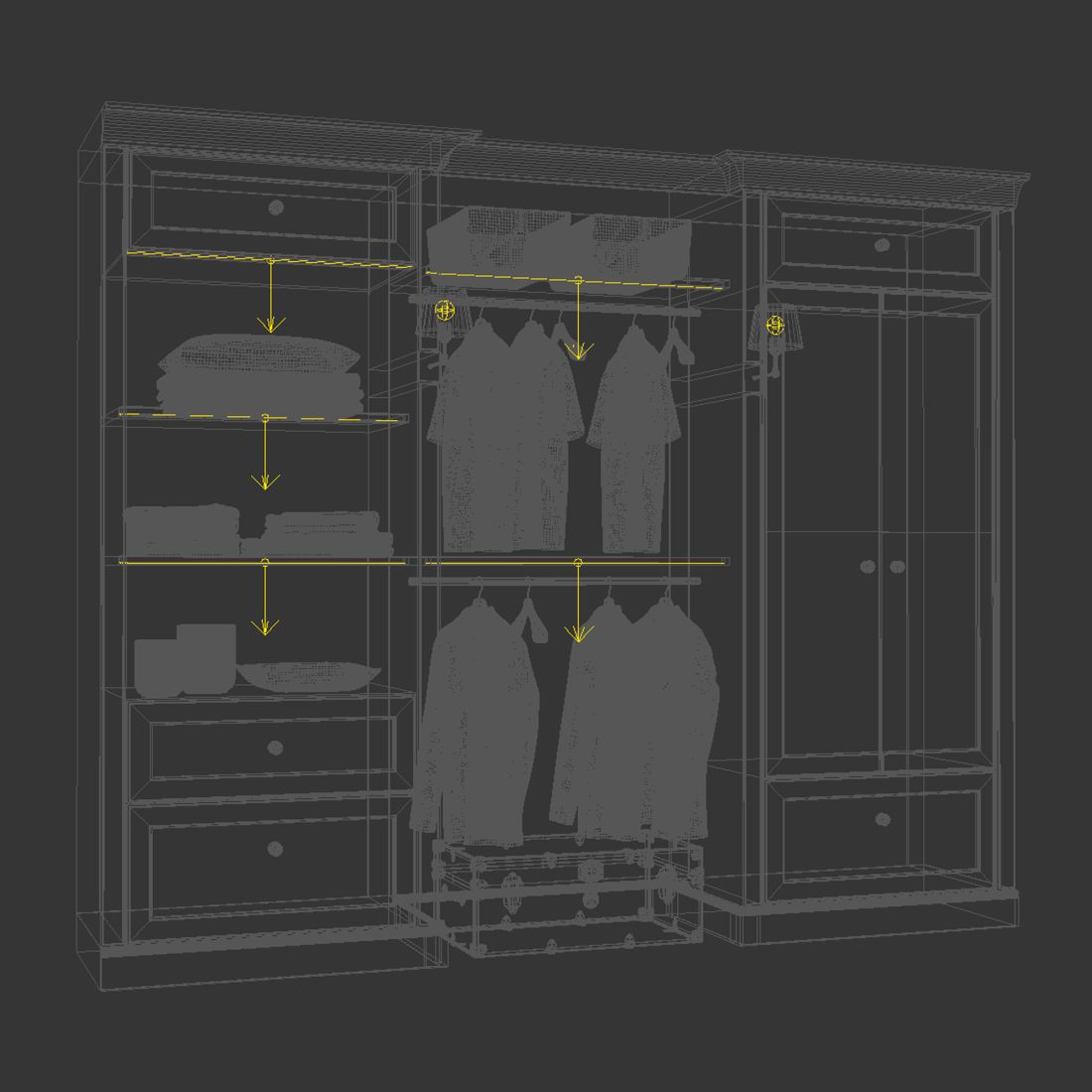 Wardrobe Classic With Filling 3D Model for VRay | CGMood