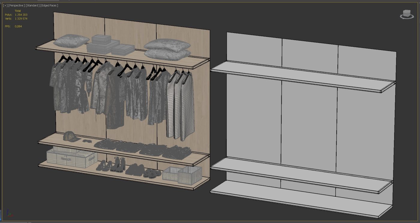 Wardrobe Set 02 3D Model for VRay, Corona | CGMood