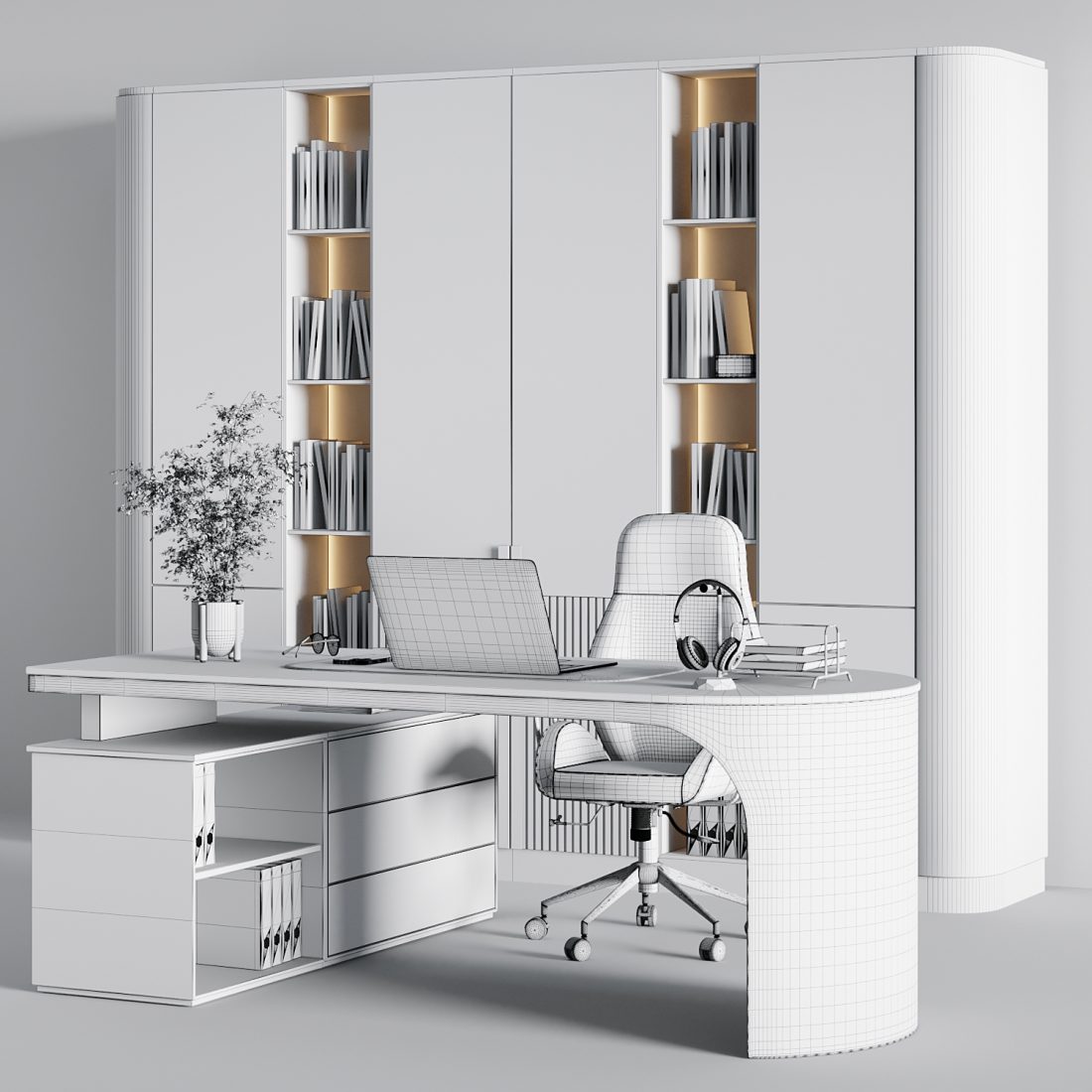 Boss Desk - Office Furniture 11 - 3D Model for VRay, Corona