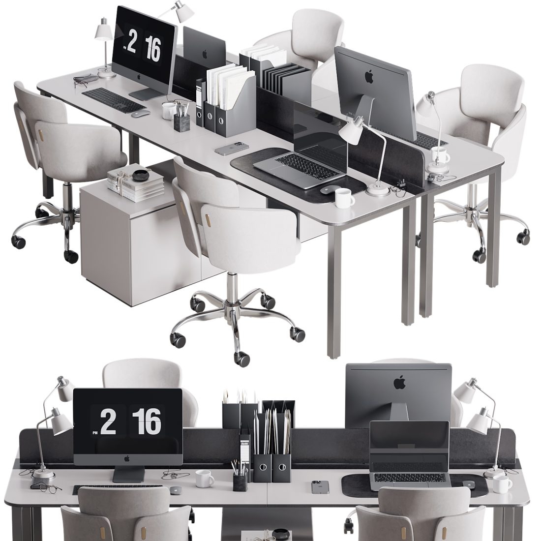 Employee Set Office Furniture 09 3D Model for VRay, Corona | CGMood