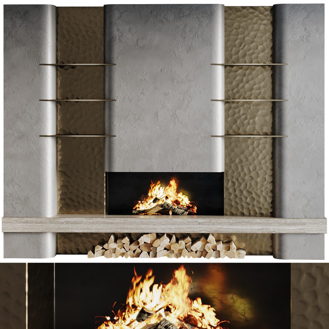 Fireplace 26 - 3D Model for VRay, Corona