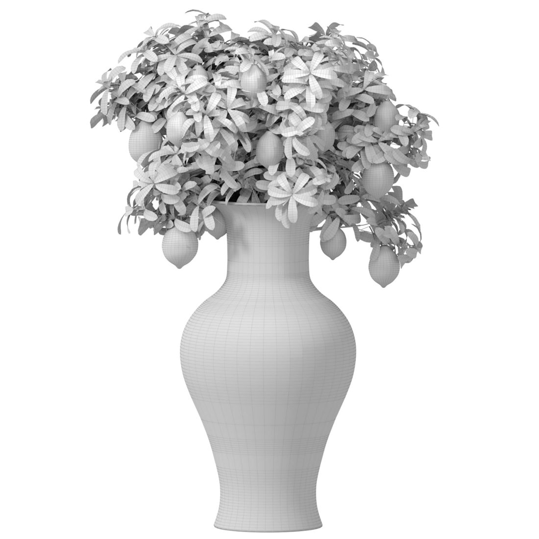 Lemon Tree In A Chinese Vase Pot Decorative Citrus - 3D Model for VRay ...