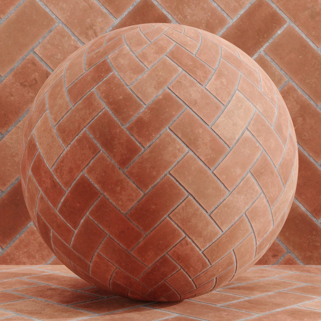 14 Terracotta Brick Tile 30x15 Herringbone Texture / PBR Material | CGMood