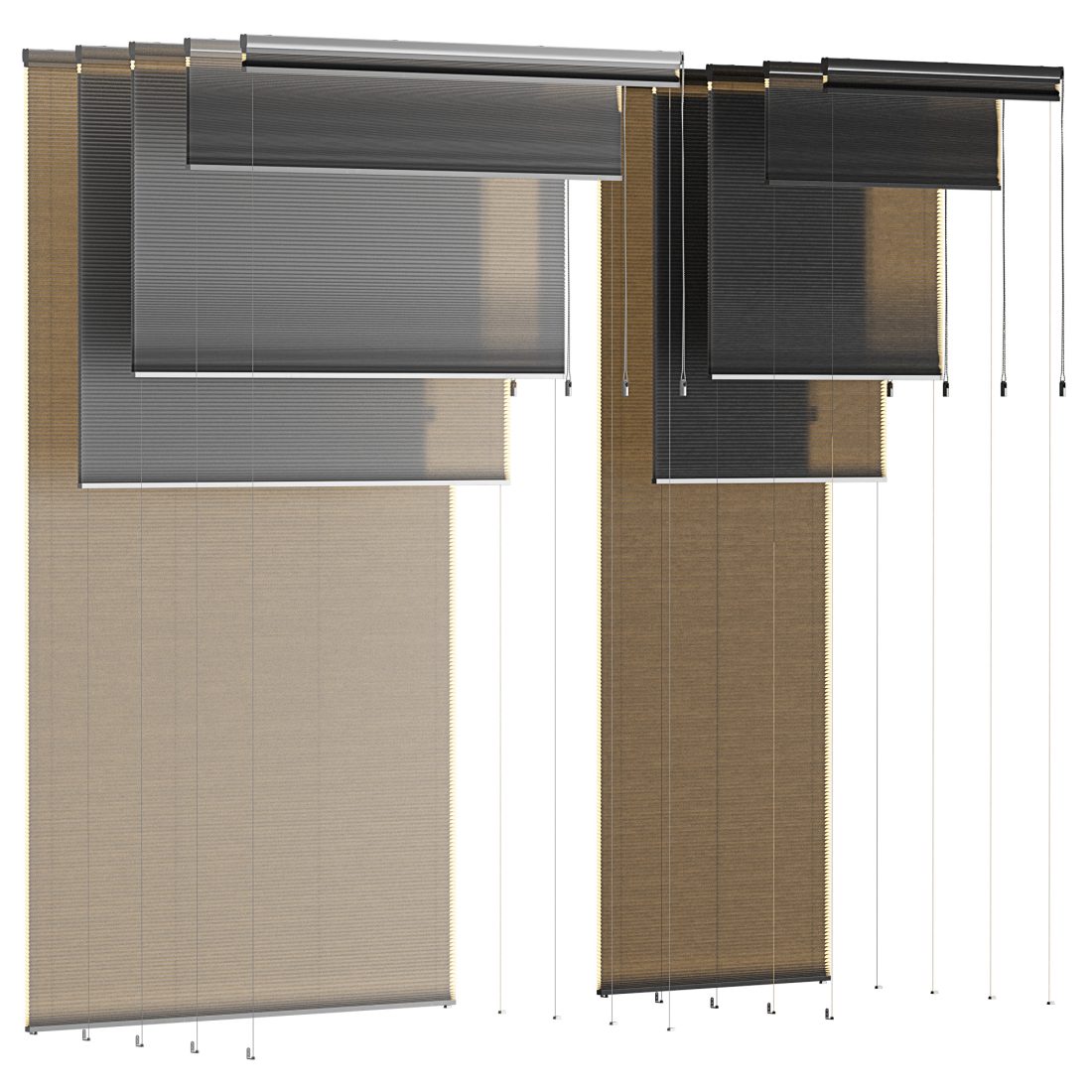Fabric Pleated Blind Bandalux Set 01 - 3D Model for VRay, Corona