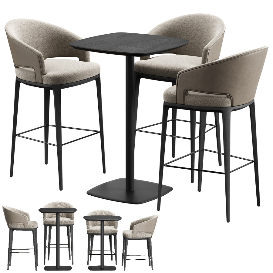Chair Crop Bar Half Bar Konyshev Table Form Stool - 3D Model for Corona