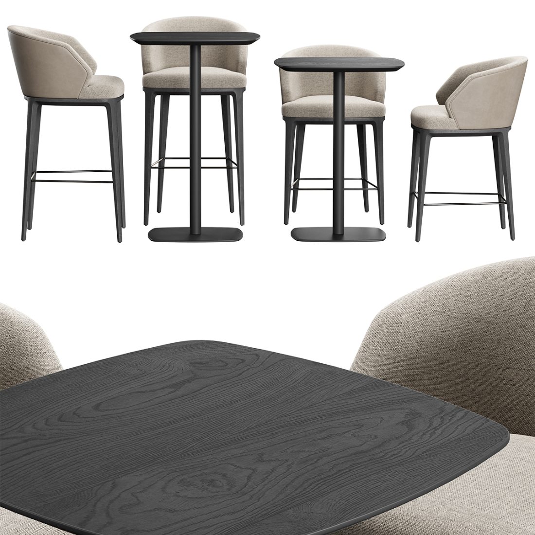 Chair Gest Bar Half Bar Konyshev Table Form Stool - 3D Model for Corona