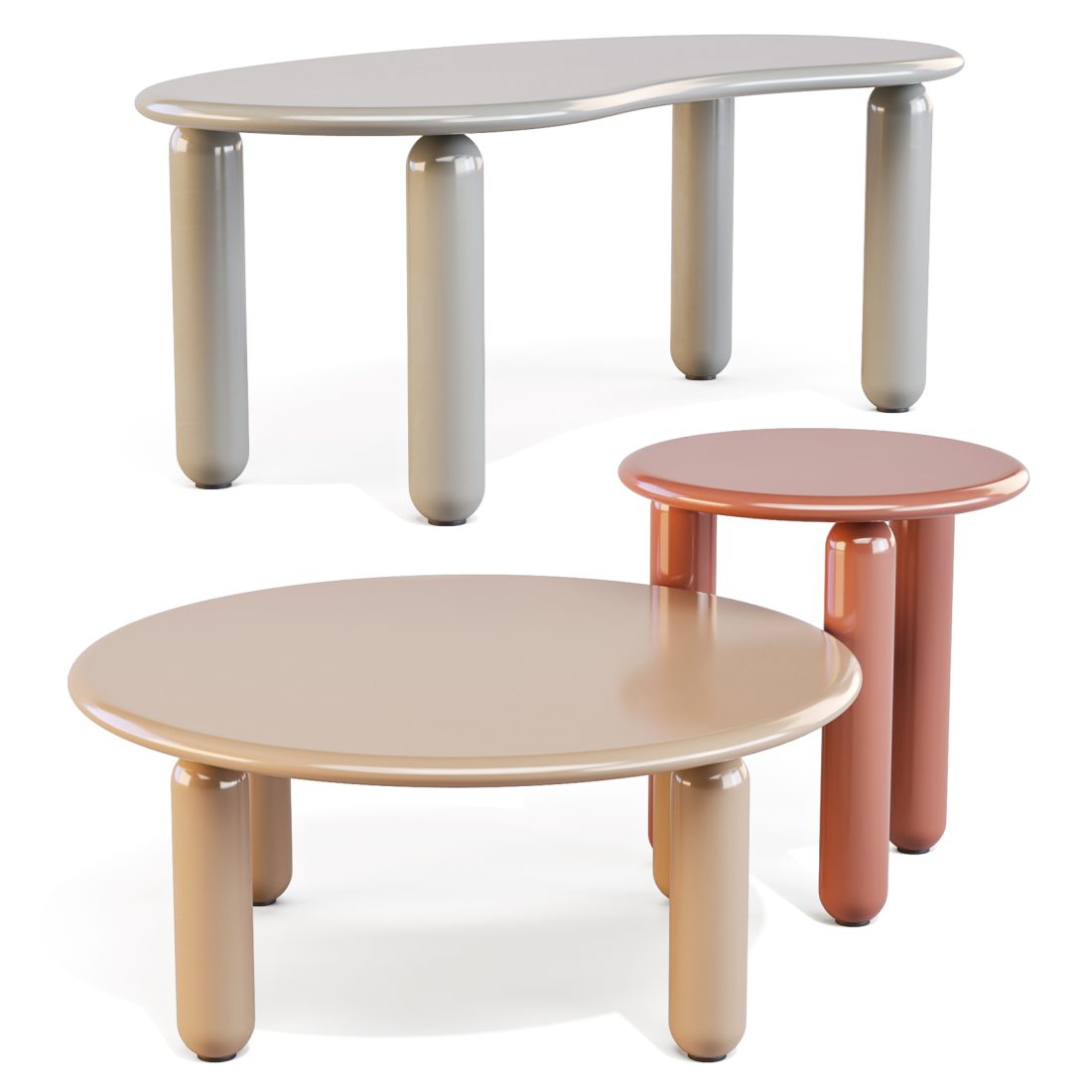 Kartell: Undique Mas - Coffee And Side Tables 3D Model for Corona | CGMood