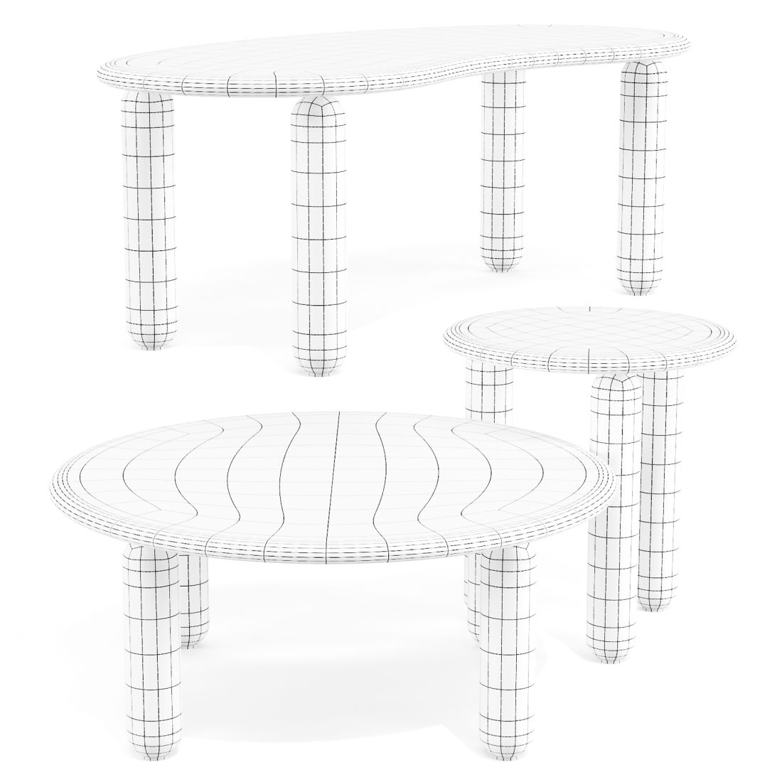 Kartell: Undique Mas - Coffee And Side Tables 3D Model for Corona | CGMood