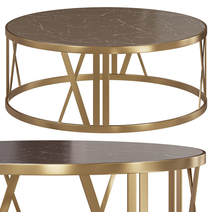 Gold Roman Numeral Coffee Table Eichholtz Baccarat - 3D Model for Corona