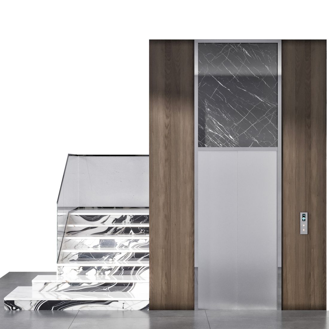 Elevator And Stairs 3D Model for VRay, Corona | CGMood