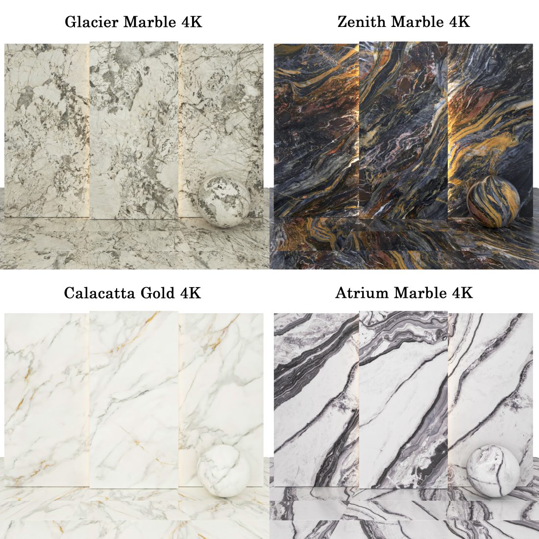 Marble 115 (calacatta Gold, Zenith, Glacier, Atrium) Texture / PBR ...