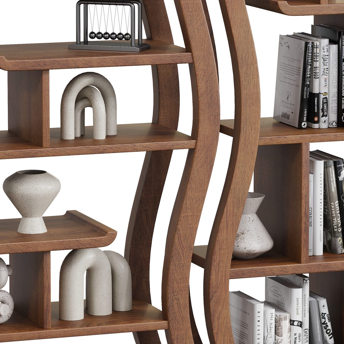 Ying Yang Solid Teak Bookcase - 3D Model for Corona