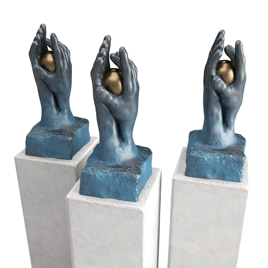 Hands With Sphere Sculpture - 3D Model for VRay, Corona