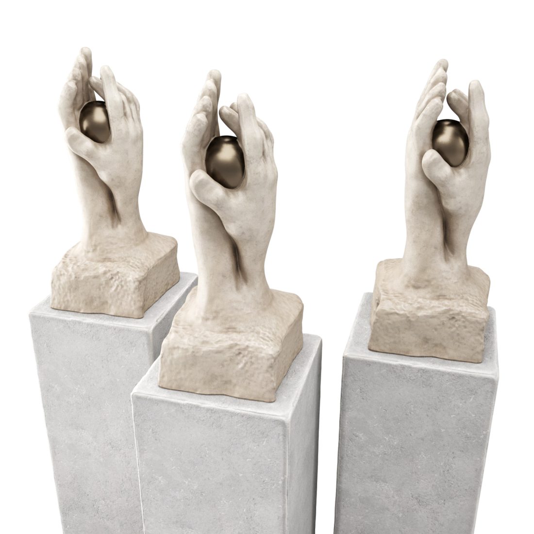 Hands With Sphere Sculpture - 3D Model for VRay, Corona