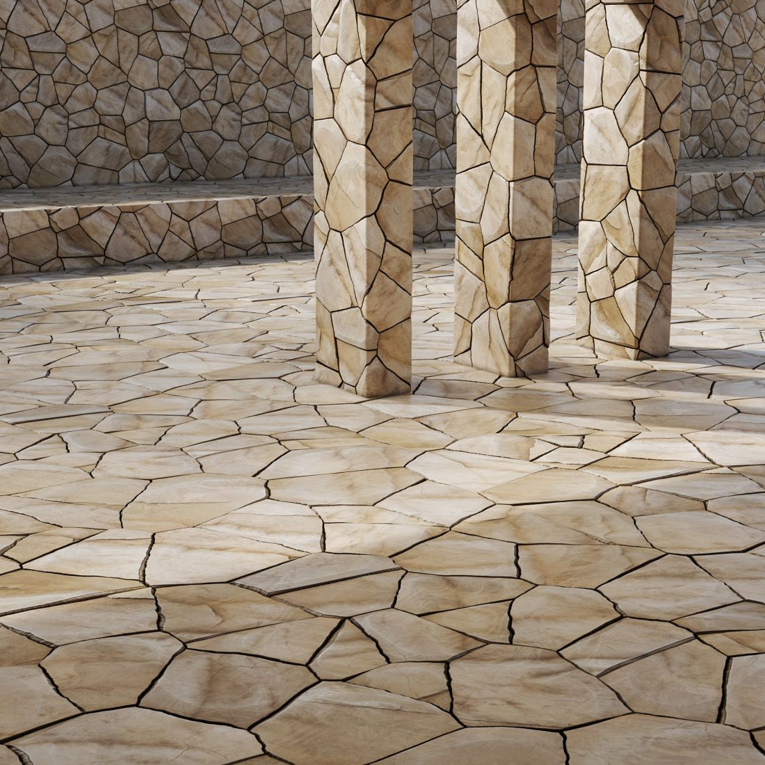 H146 Stone Tiles | PBR | 4K | Seamless | +SBSAR - 3D Model for VRay, Corona