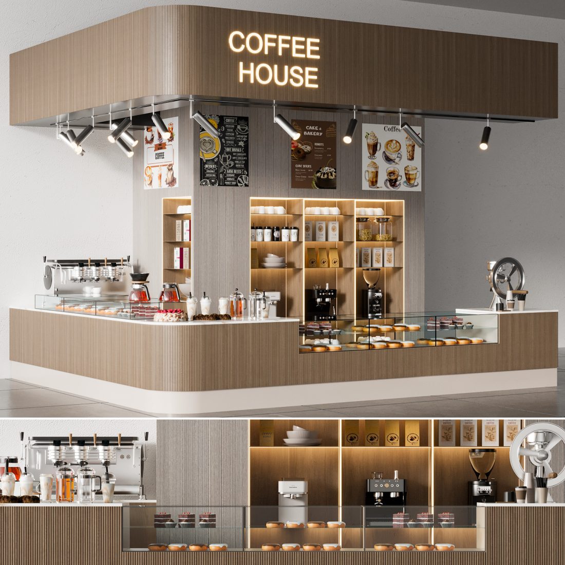 Cafe Bar No30 - 3D Model for VRay, Corona