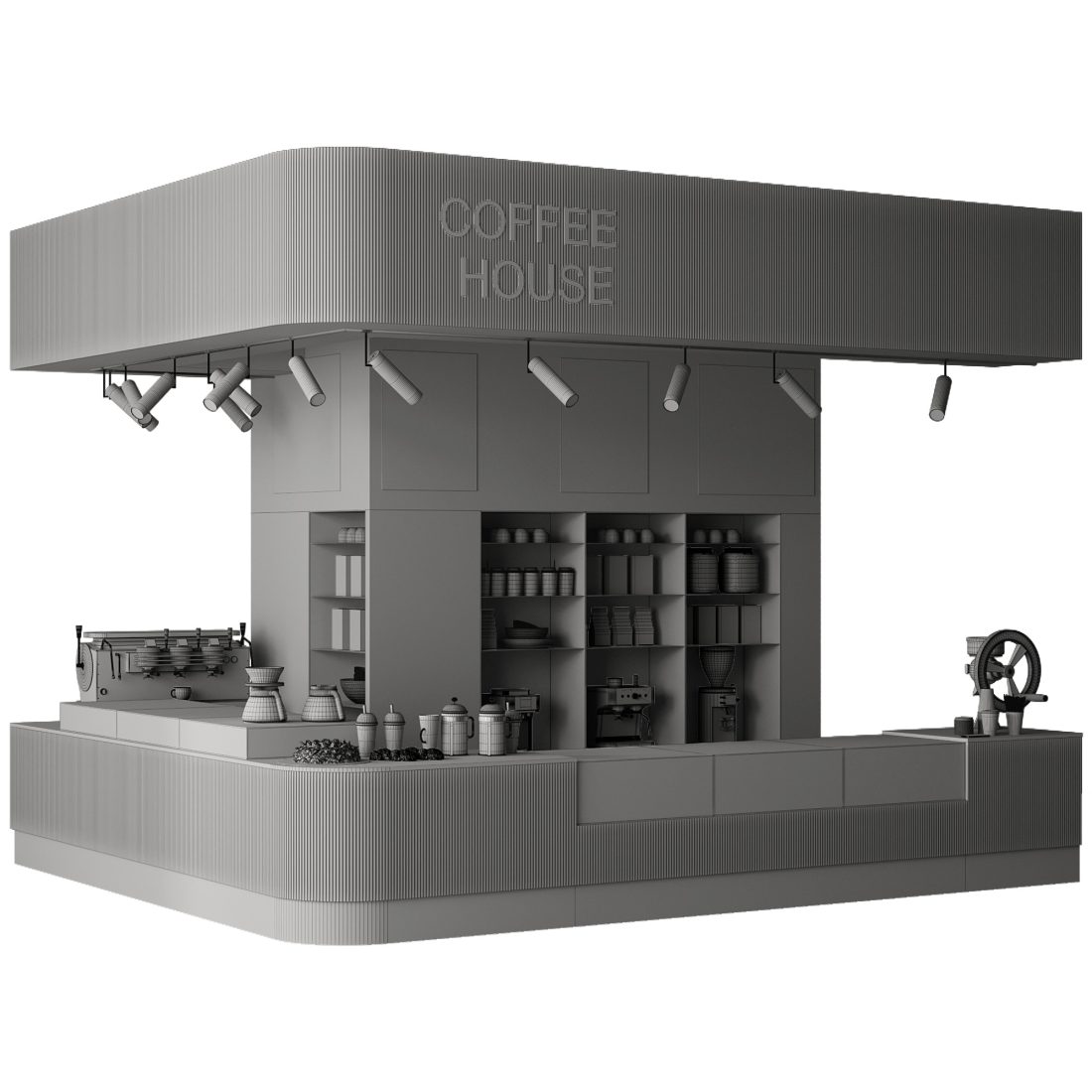 Cafe Bar No30 - 3D Model for VRay, Corona